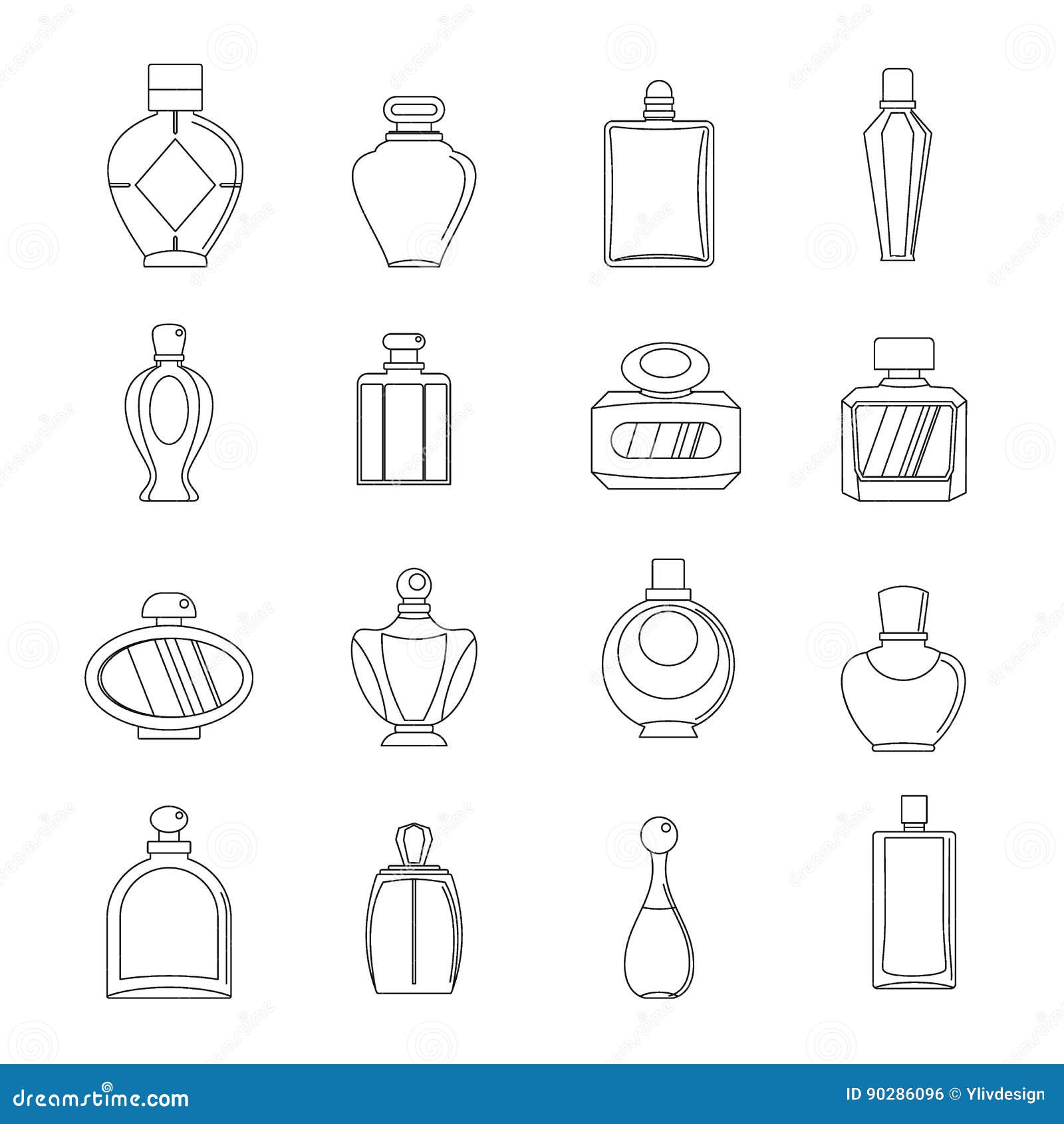 Perfume Bottles Icons Set, Outline Style Stock Vector - Illustration of ...
