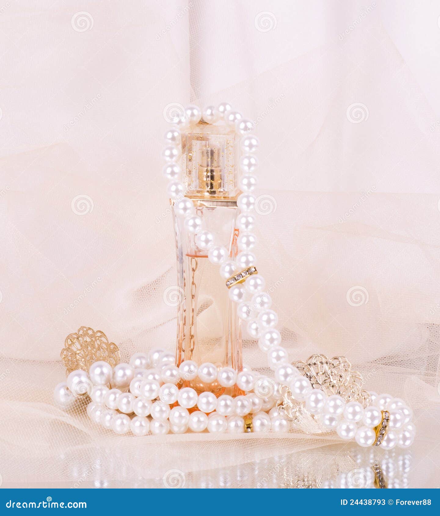Perfume Bottles, Pearls Beads Stock Image - Image of limpid, design ...