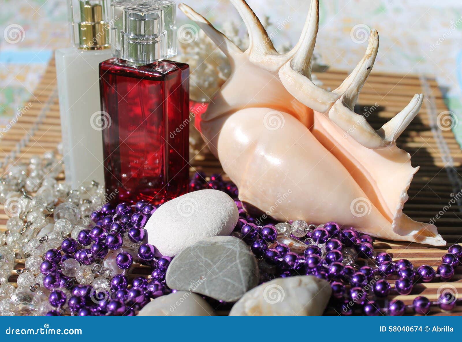 Perfume Bottles, Red and White Stock Photo - Image of cosmetics ...