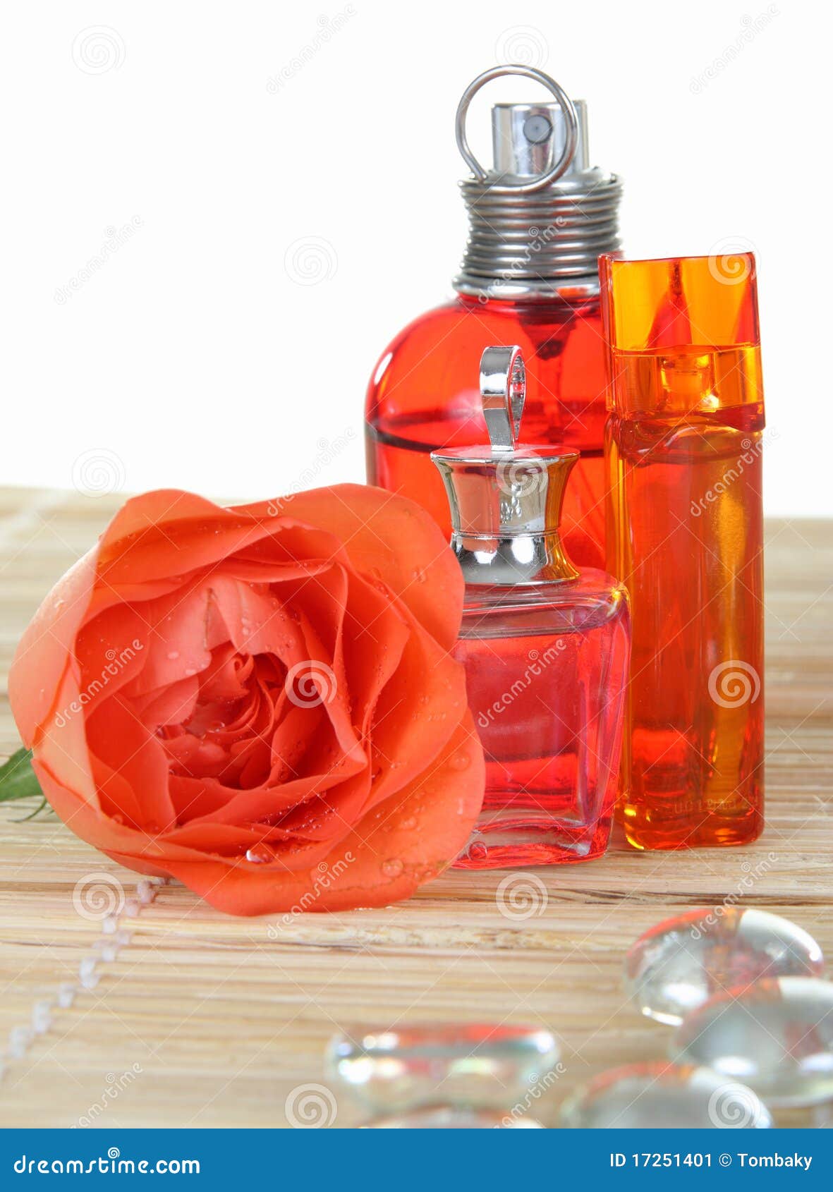 Perfume bottles with rose stock image. Image of beauty - 17251401