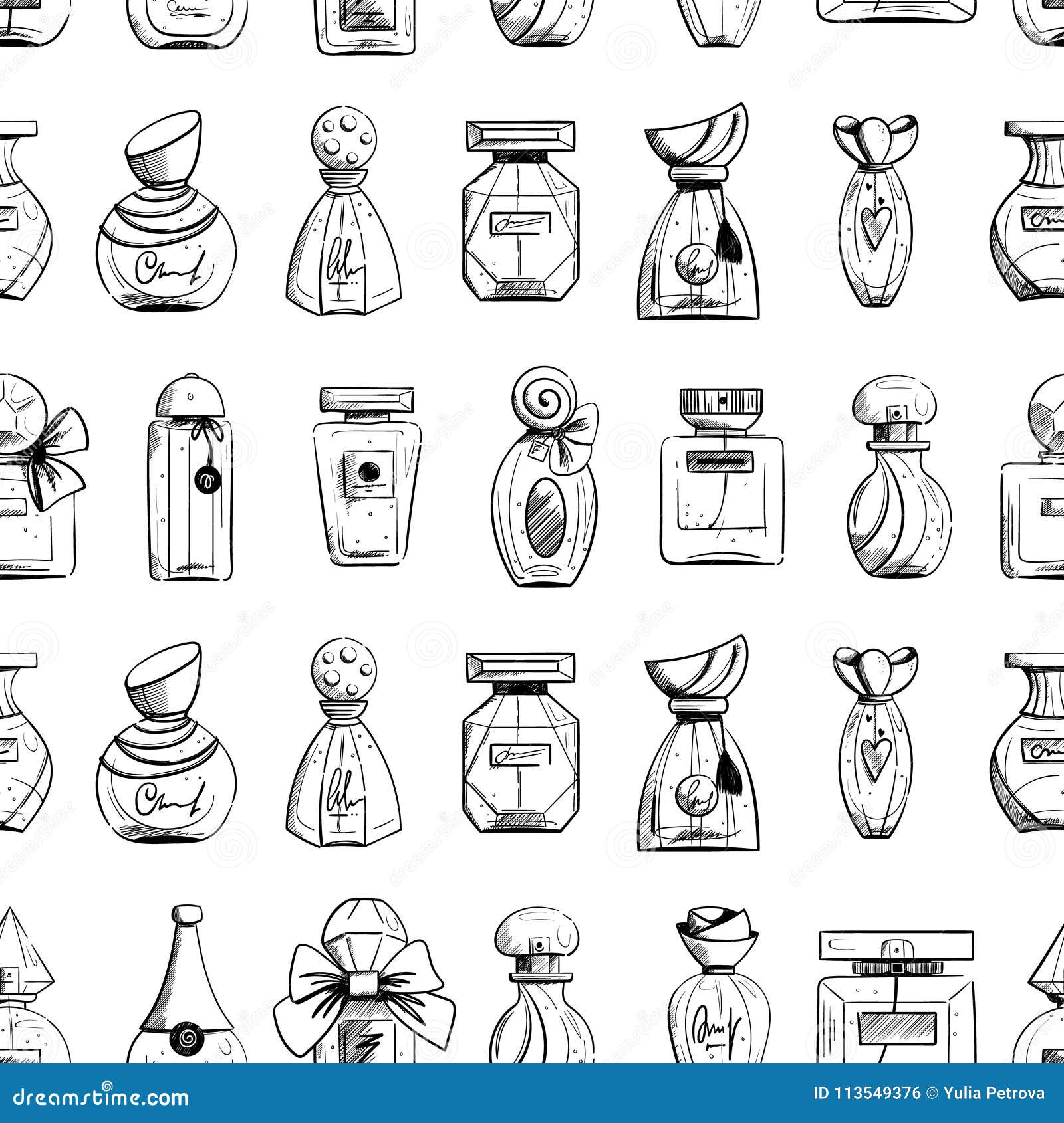 Seamless Pattern with Perfume Stock Vector - Illustration of spring ...