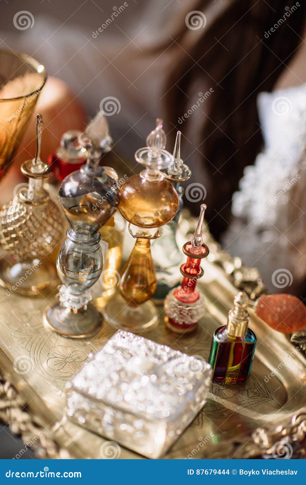 Perfume Bottles on the Table Stock Photo - Image of container, perfume ...