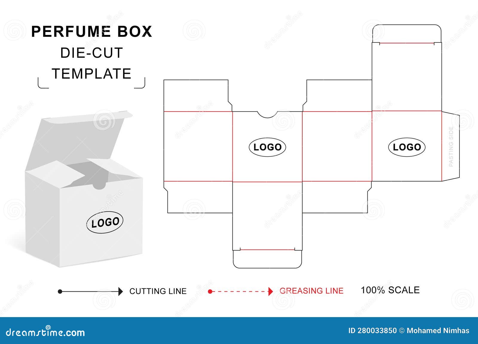 Perfume Box Die Cut Template, Packaging Die Cut Template, 3d Box ...