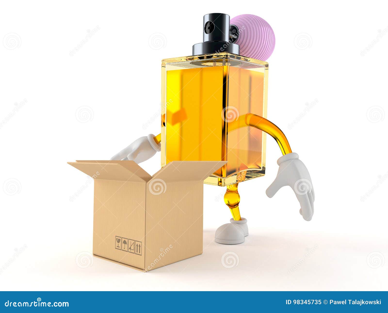 Perfume Character with Open Cardboard Box Stock Illustration ...