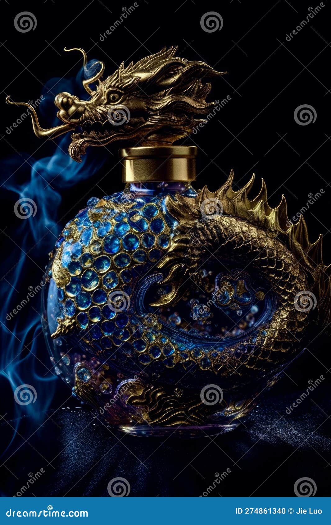 Perfume with Chinese Dragon Elements Stock Illustration - Illustration ...