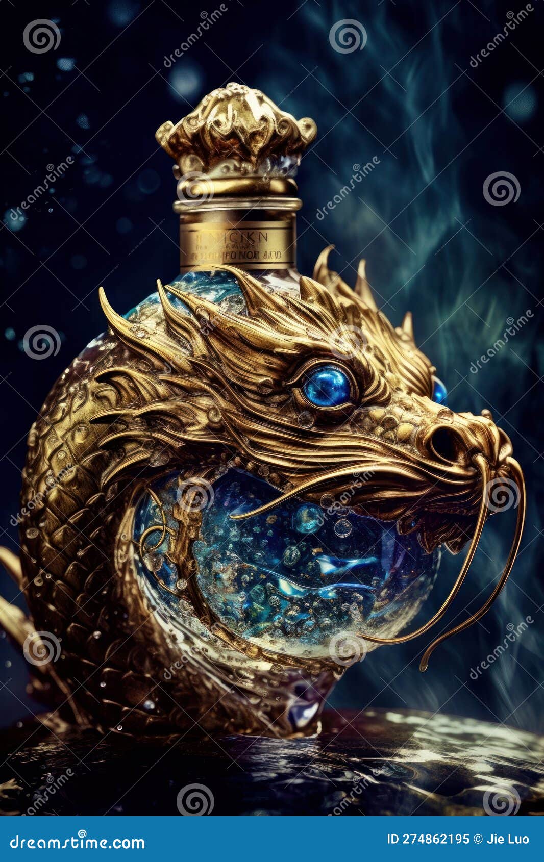 Perfume with Chinese Dragon Elements Stock Illustration - Illustration ...