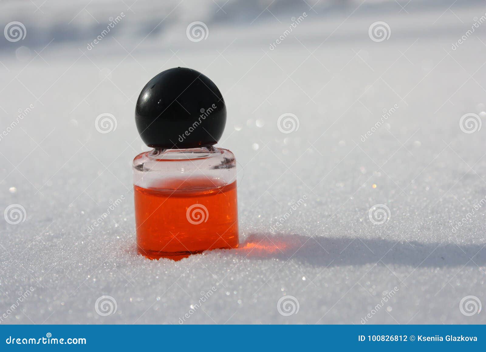 The Perfume Container is Red with a Round Black Stock Photo - Image of ...