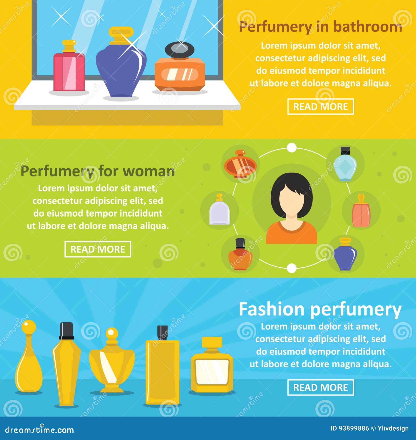 Perfume Fashion Banner Horizontal Set, Flat Style Stock Vector ...