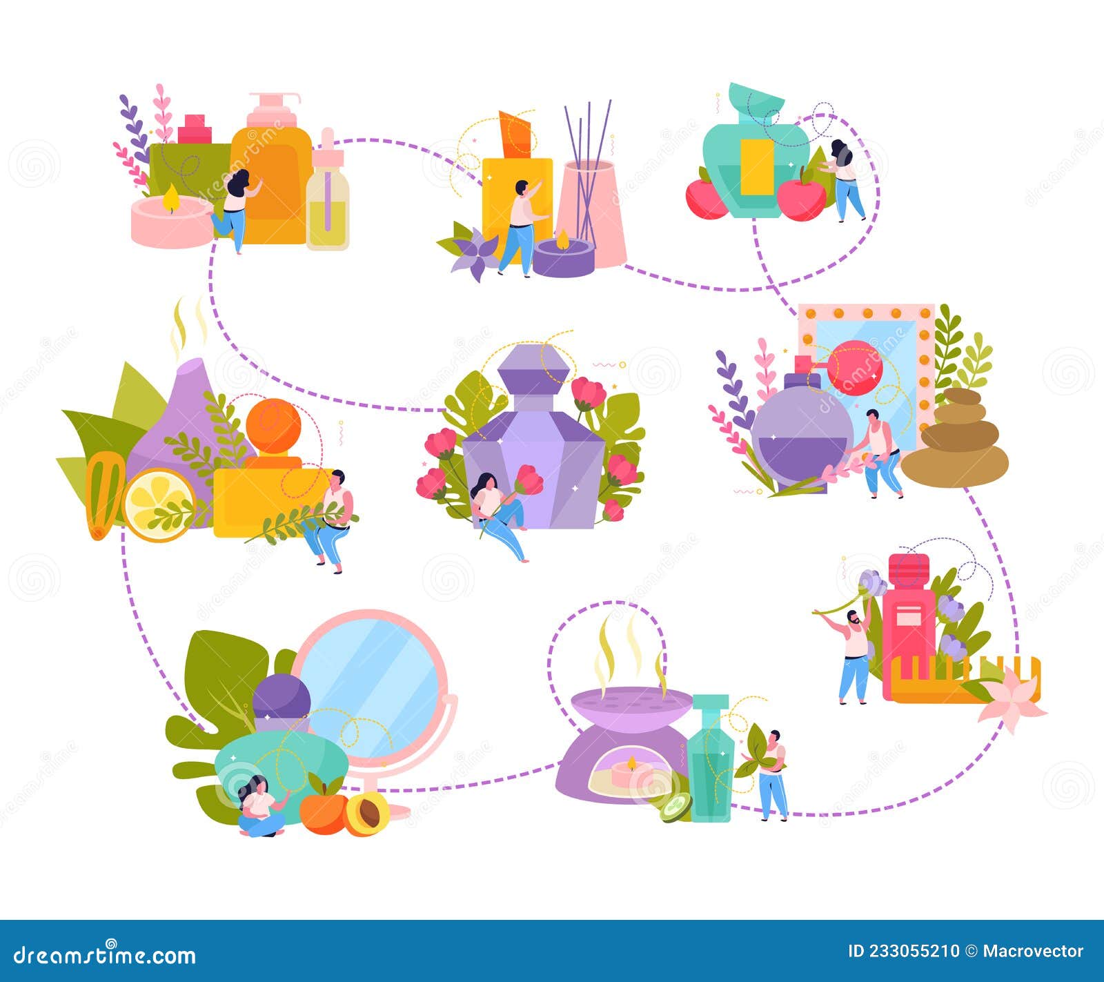 Perfume Flat Flowchart Composition Stock Vector - Illustration of ...