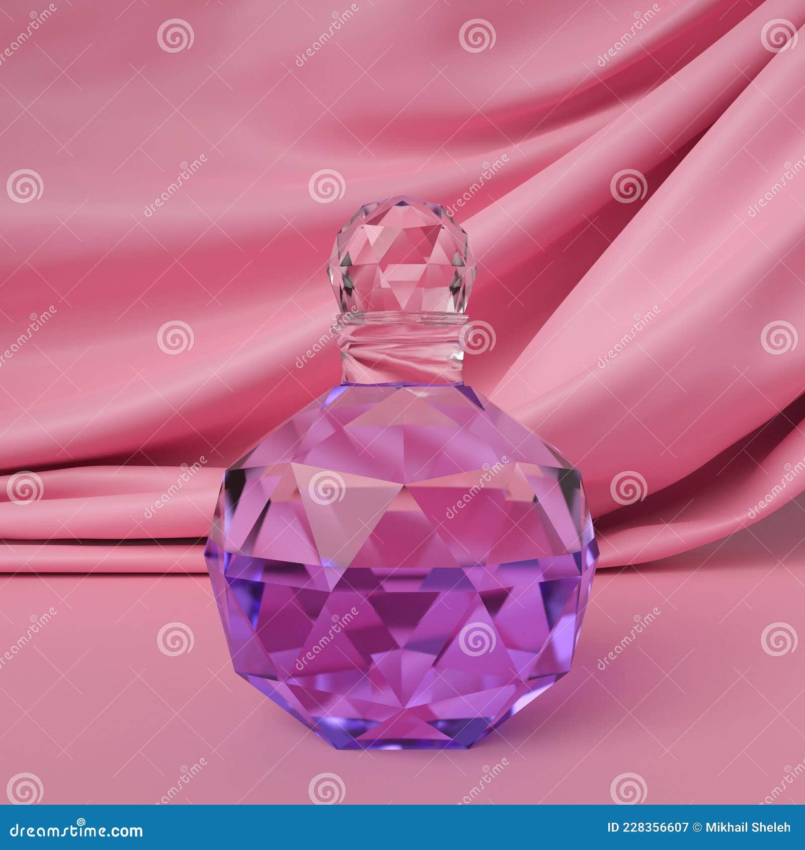 Perfume in a Glass Bottle in the Form of a Spherical Polyhedron. 3D ...