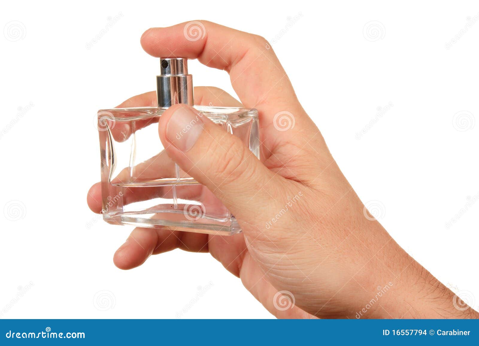 Perfume in hand stock photo. Image of person, press, bottle - 16557794