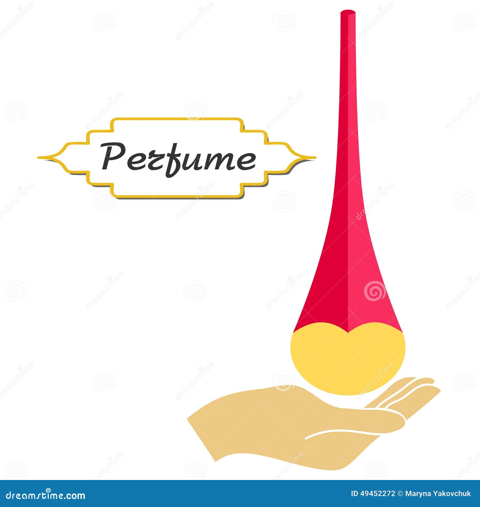 Perfume and hand stock vector. Illustration of labeling - 49452272
