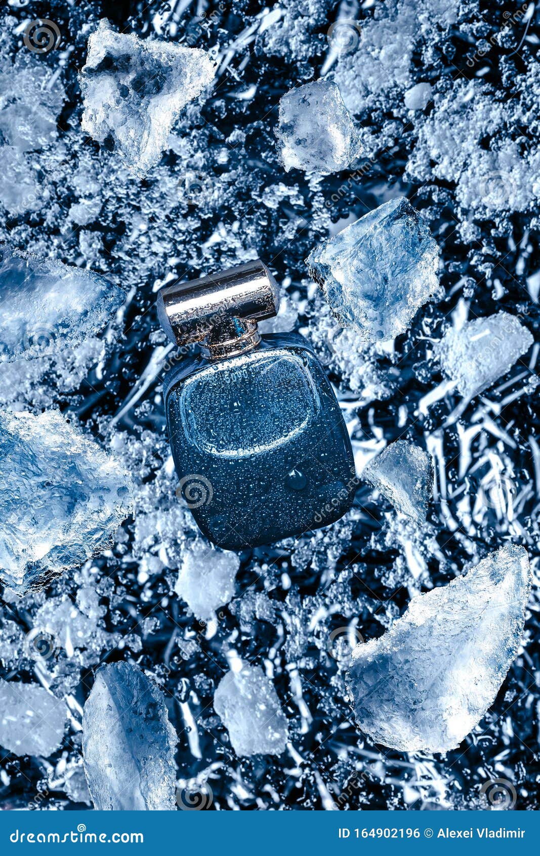 Perfume with Ice Snow Background Stock Photo - Image of glamour, cold ...