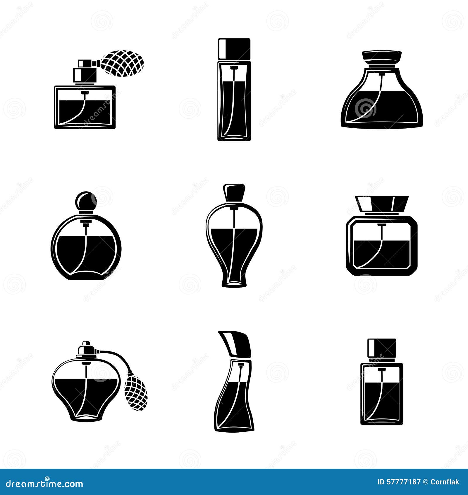 Perfume Icons Set with Different Shapes of Bottles Stock Vector ...