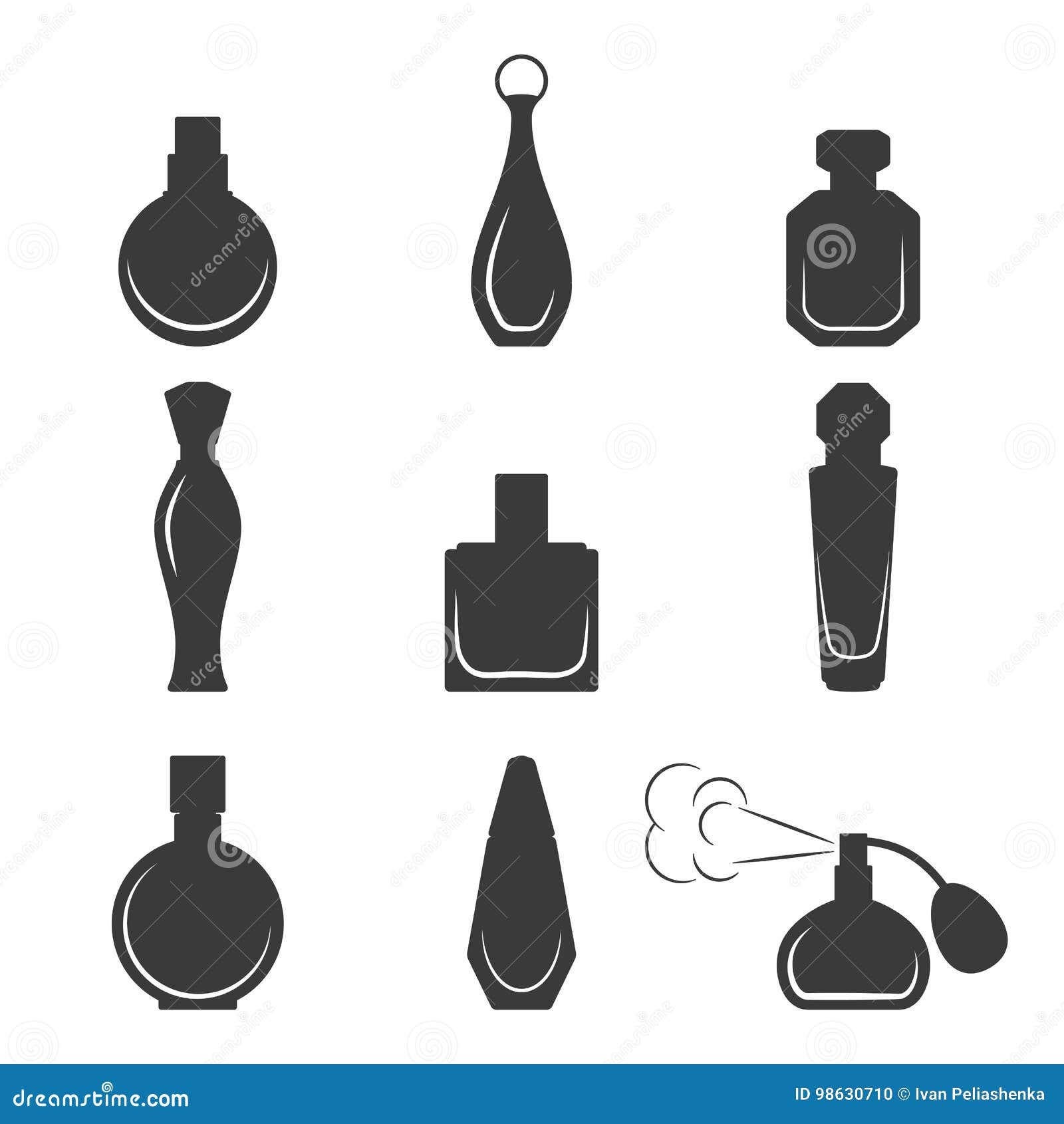 Perfume icons stock illustration. Illustration of object - 98630710