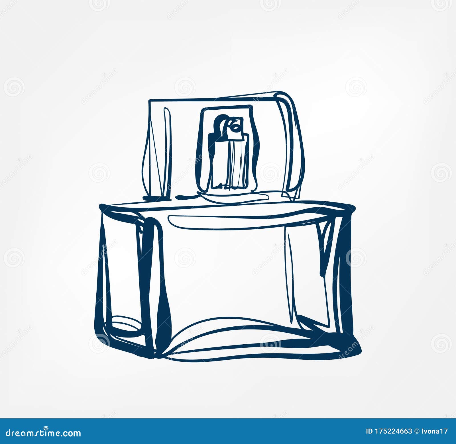 Perfume Line Art Sketch Outline Isolated Design Element Cosmetics ...