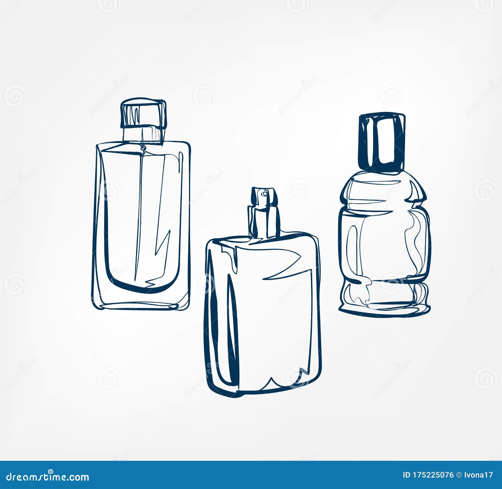 Perfume Line Art Sketch Outline Isolated Design Element Cosmetics ...