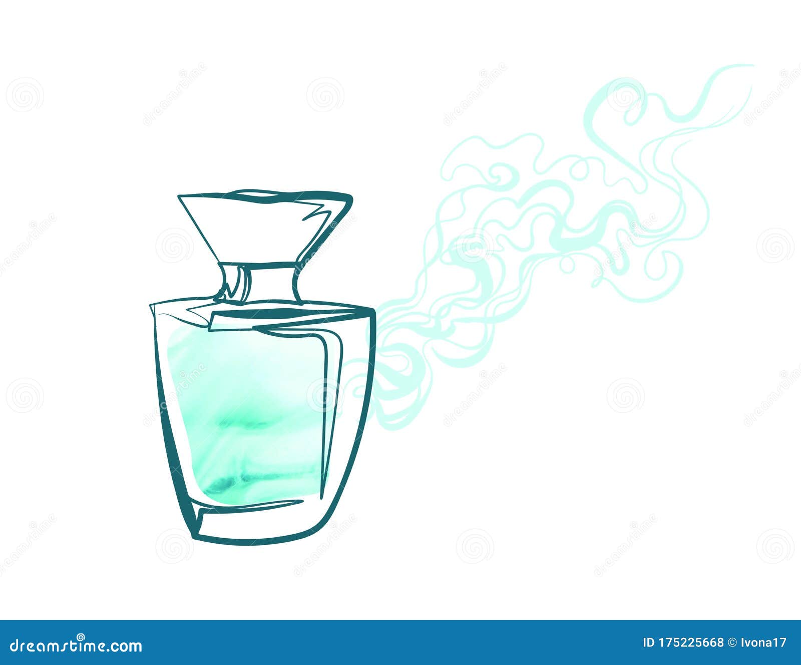Perfume Line Art Sketch Outline Isolated Design Element Cosmetics ...