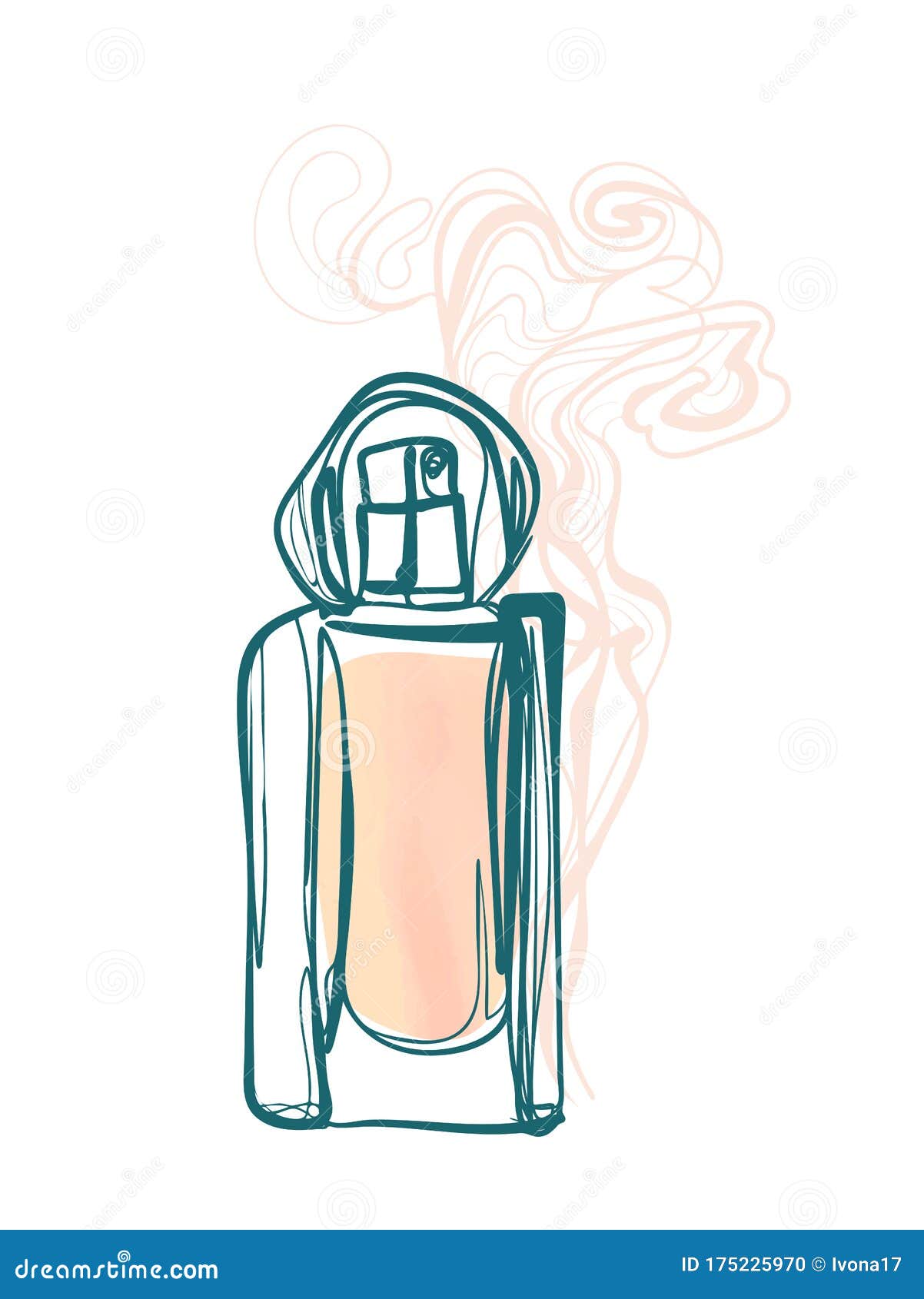 Perfume Line Art Sketch Outline Isolated Design Element Cosmetics ...