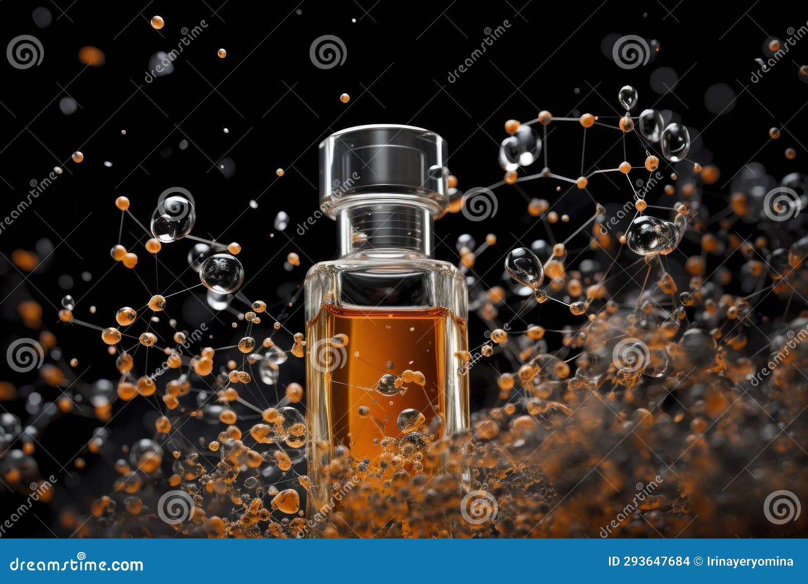 Perfume Pheromones on Colorful Molecules Background. Molecular Perfumes ...