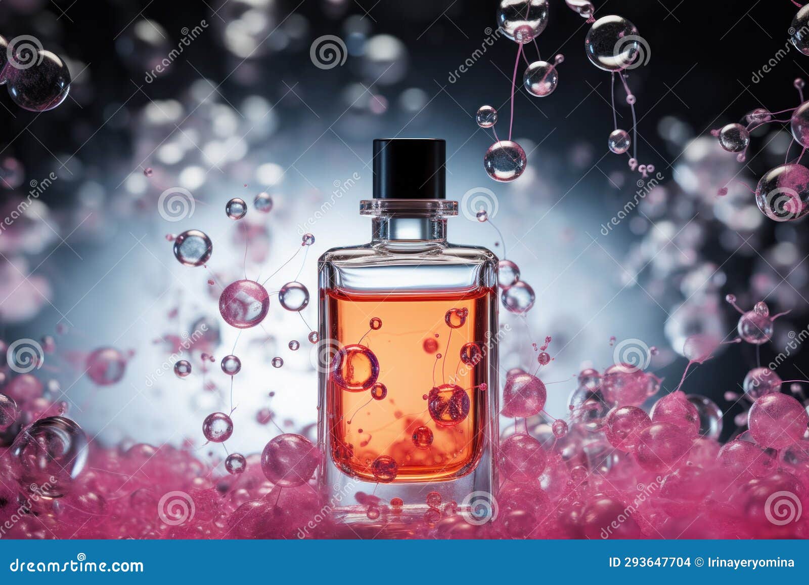 Perfume Pheromones on Colorful Molecules Background. Molecular Perfumes ...