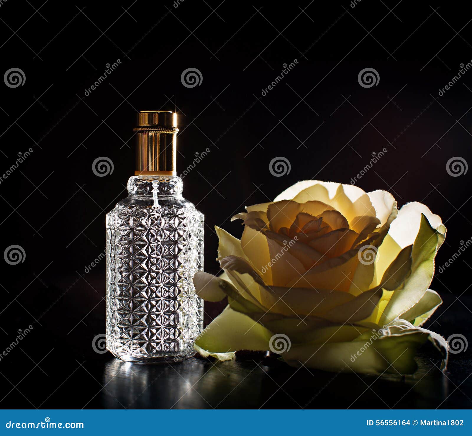 Perfume and rose stock photo. Image of design, makeup - 56556164