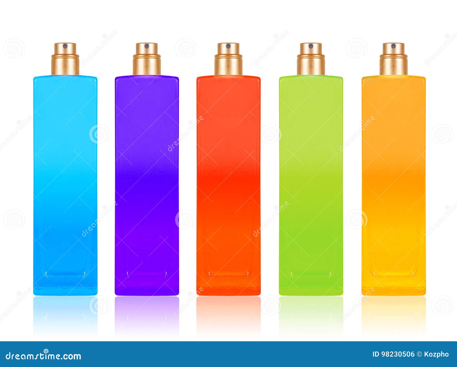 Perfume Samples with Different Flavors Isolated on White Stock Photo ...