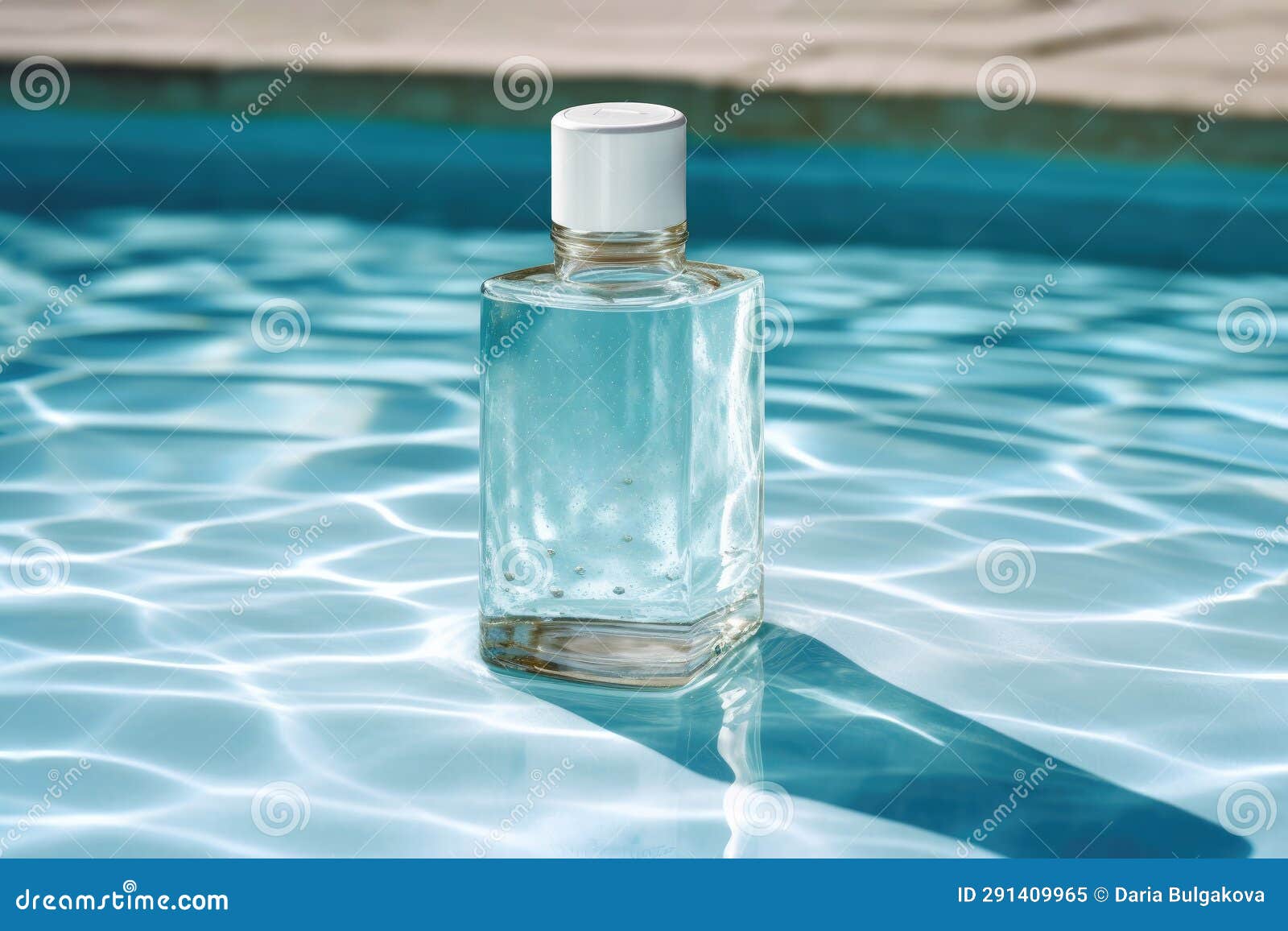 Perfume with a Sea Scent. a Rectangular Bottle of Perfume Stands in a ...