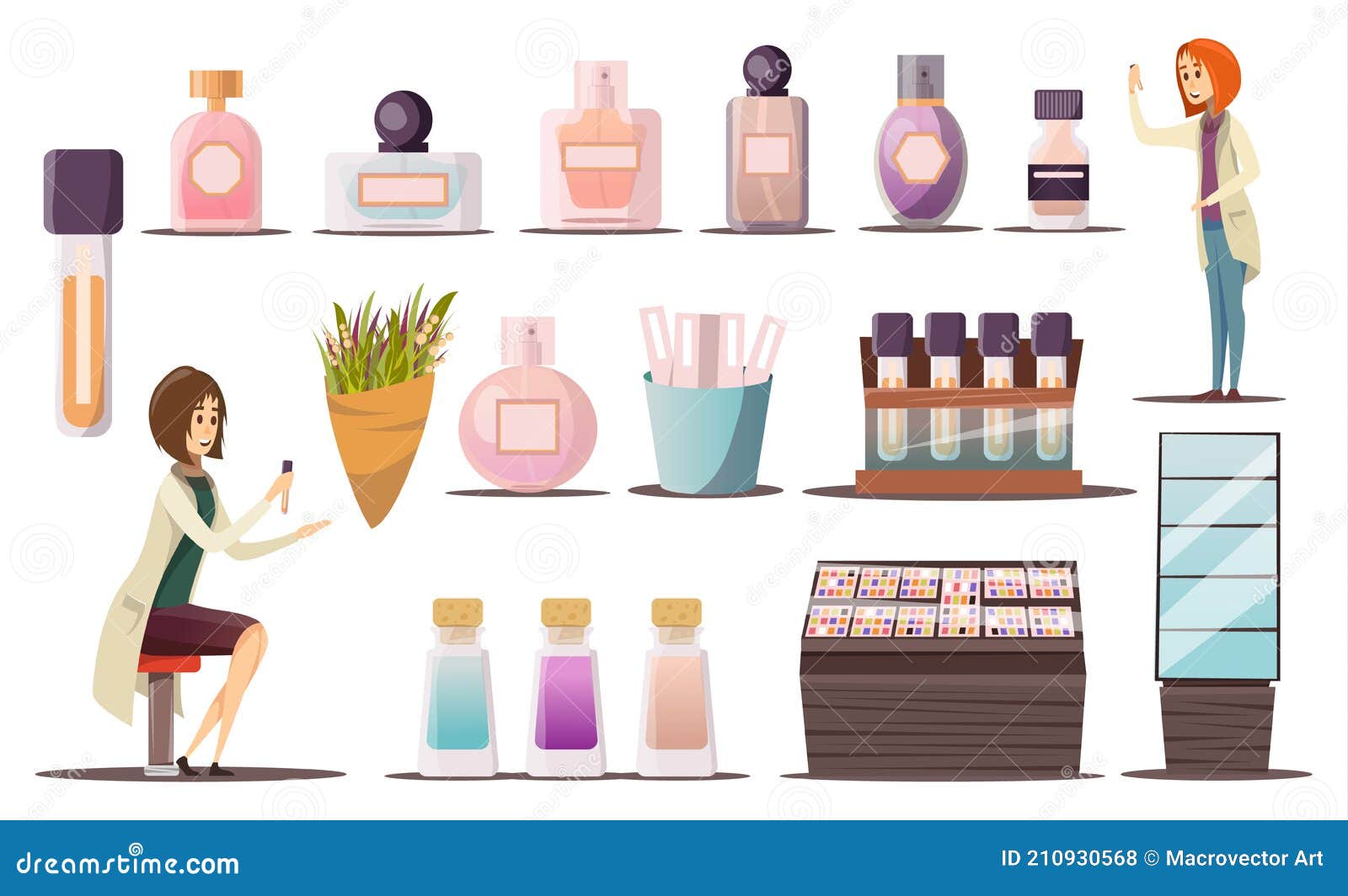 Perfume Shop Icon Set stock vector. Illustration of glass - 210930568