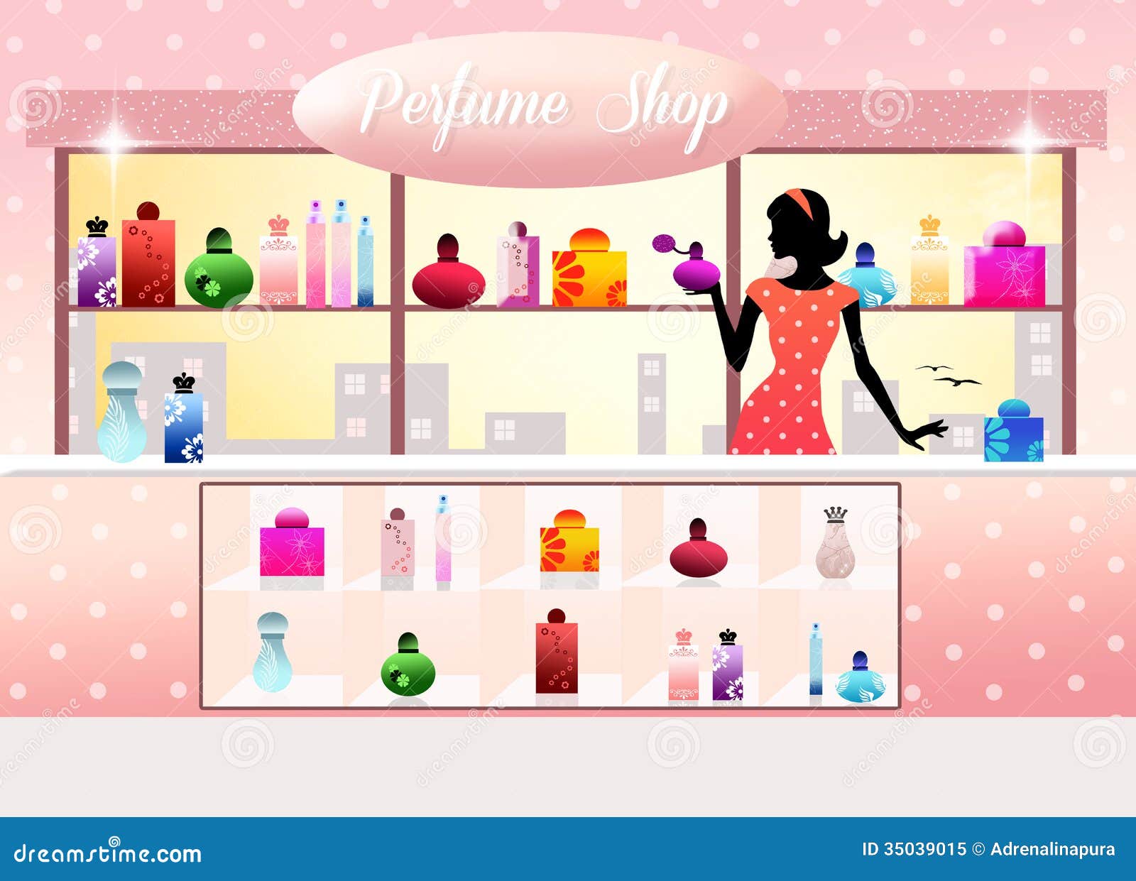 Perfume Shop Background Cartoon Vector | CartoonDealer.com #174415755