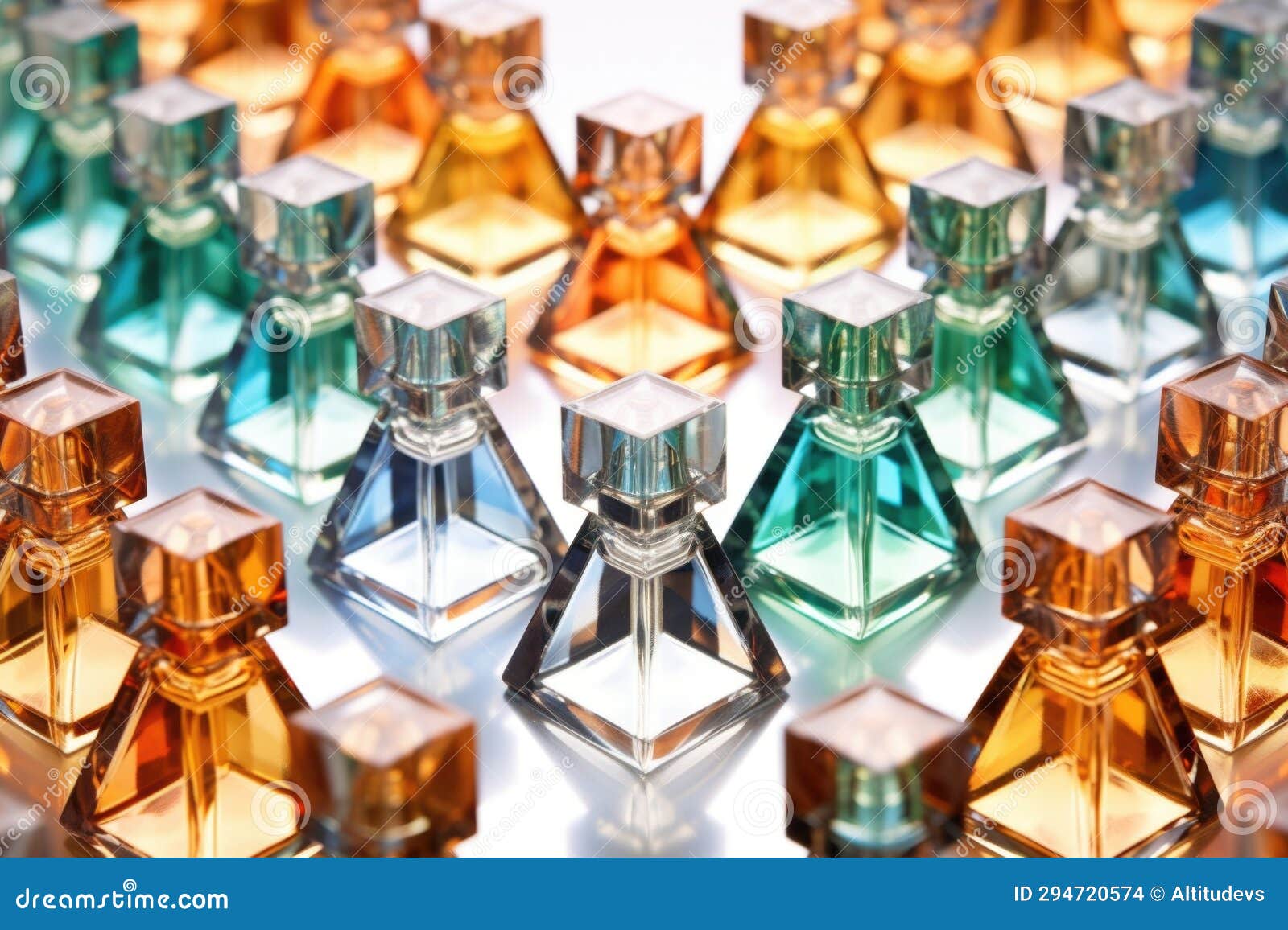 Perfume Vials Arranged To Form a Geometric Pattern on a Flat Surface ...