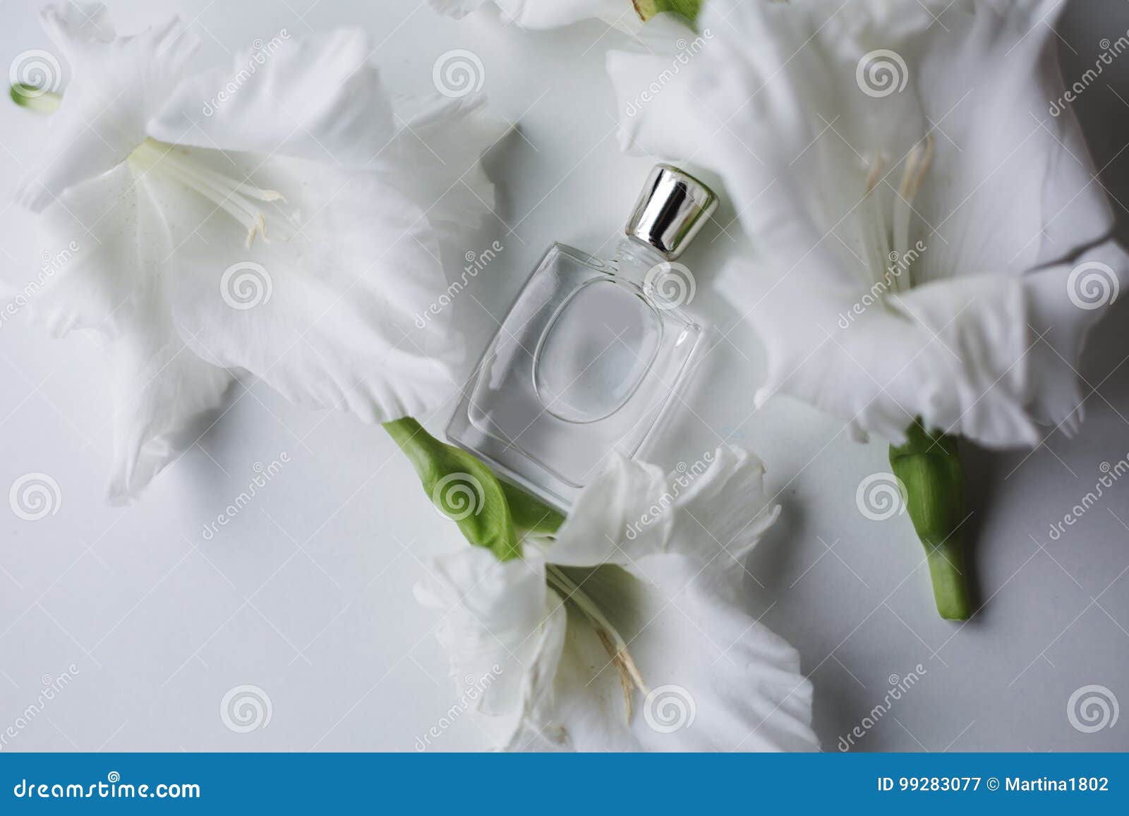 Perfume with white flowers stock image. Image of flower - 99283077