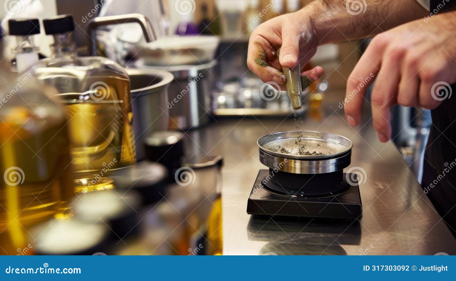 A Perfumer Using a Scale To Measure Out Precise Amounts of Various ...