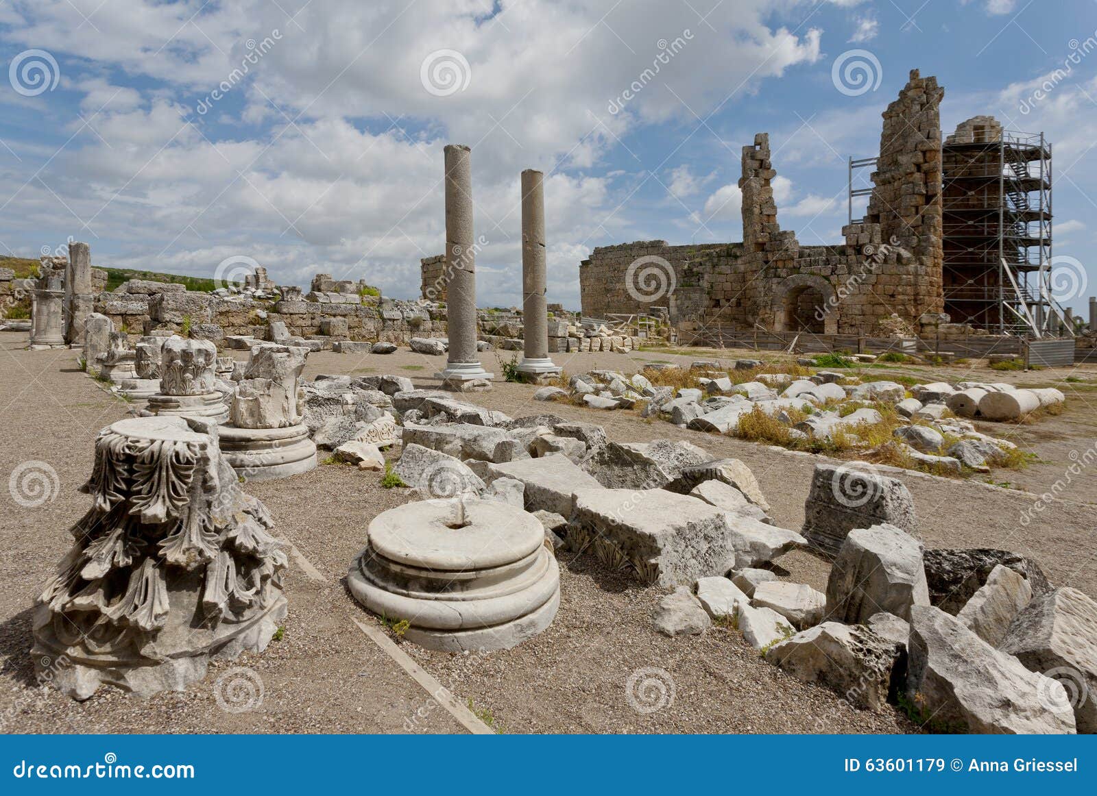 Perga Ruins in Turkey with the Hellenistic Gates Stock Image - Image of ...