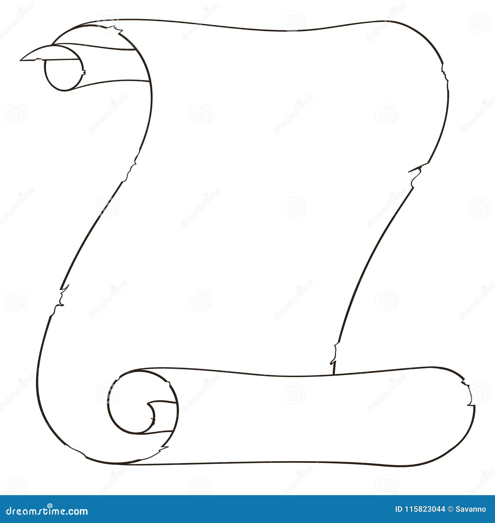 Pergamentrolle Entwurfszeichnung Vektor Abbildung - Illustration von ...