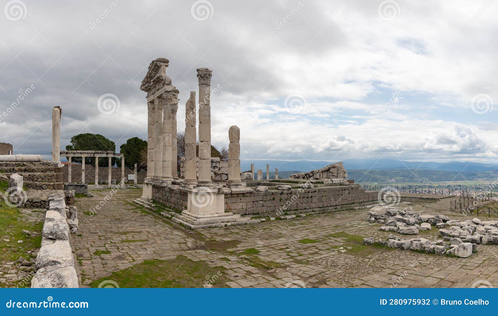 Pergamon Ancient City - Temple of Trajan Stock Photo - Image of roman ...