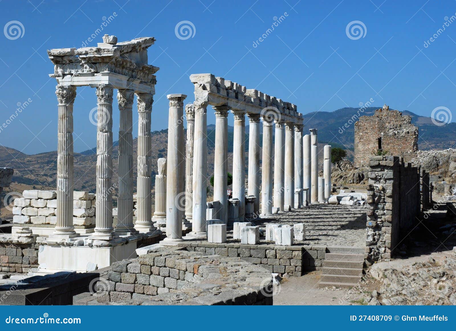 Pergamon - Temple of Trajan - Acropolis Stock Image - Image of ruins ...