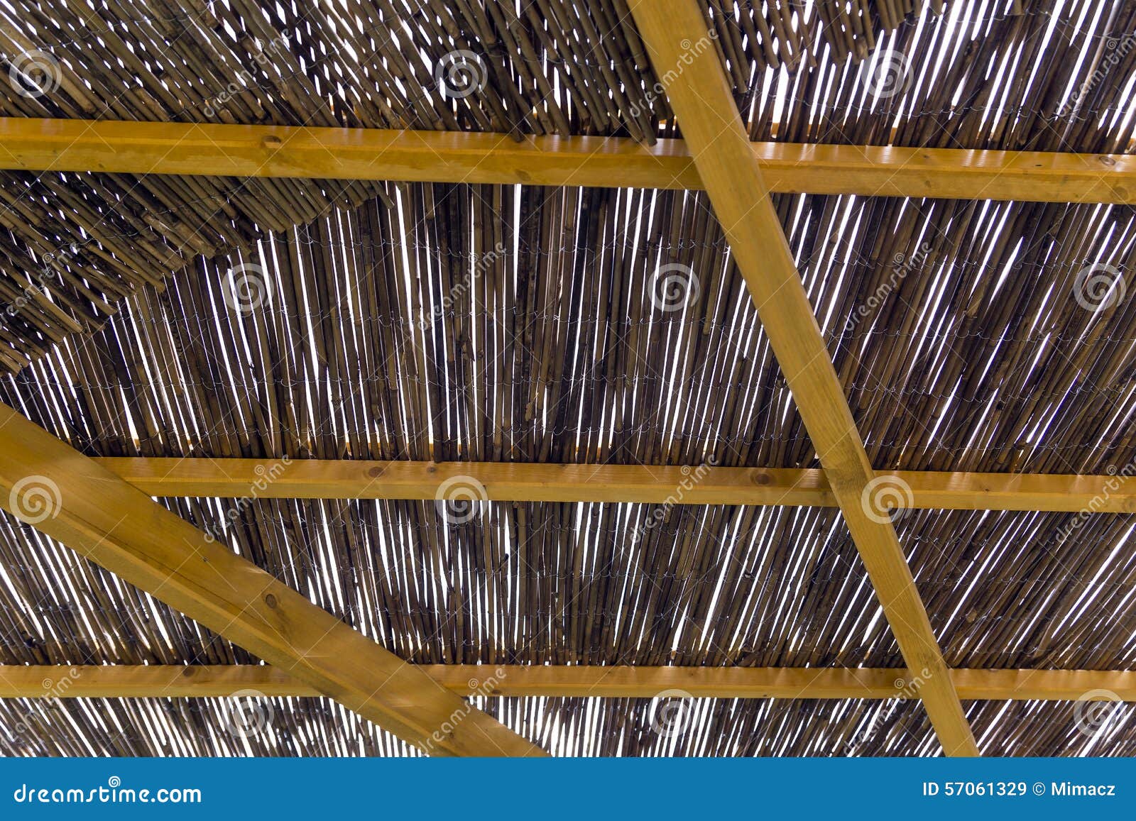 Pergola With A Reed Roof To Shade The Garden Stock Image ...