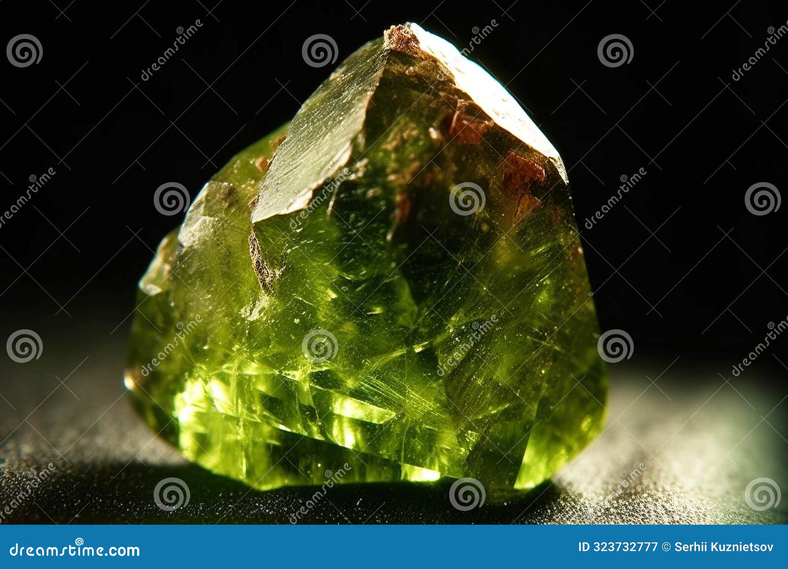 Peridot is a Rare Precious Natural Stone on a Black Background. AI ...