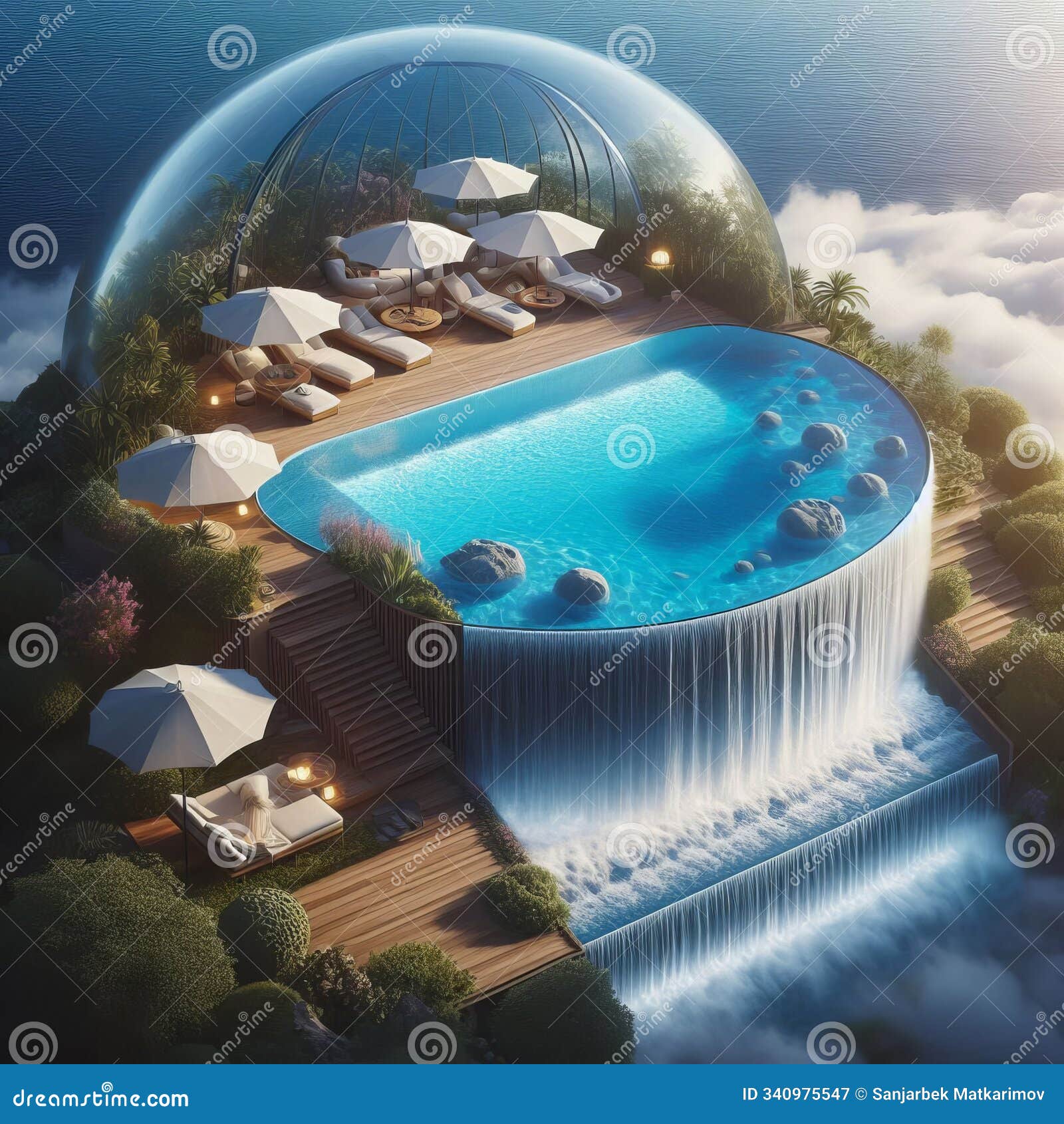 Perimeter Overflow Pool a Pool with a Perimeter Overflow Feature Stock ...