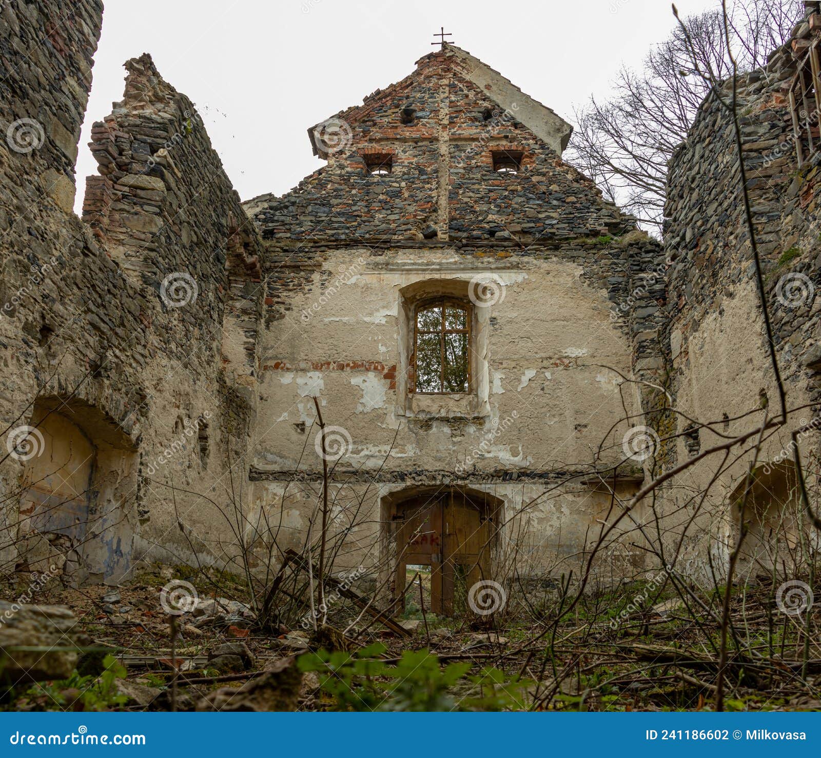 The Perimeter Walls of the Ruined Church Stock Photo - Image of broken ...