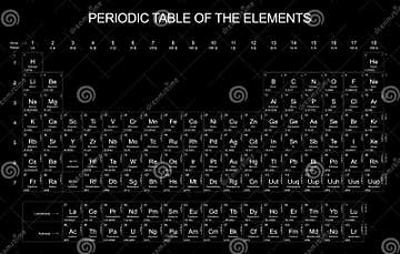Periodic Table on Black Background Stock Illustration - Illustration of ...