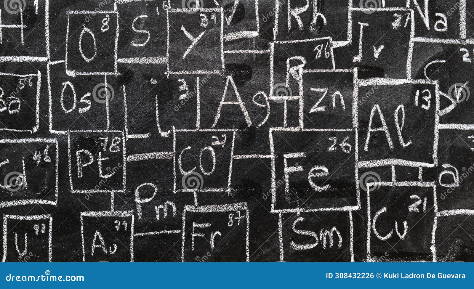 Periodic Table of the Elements Written with Chalk on Blackboard Stock ...