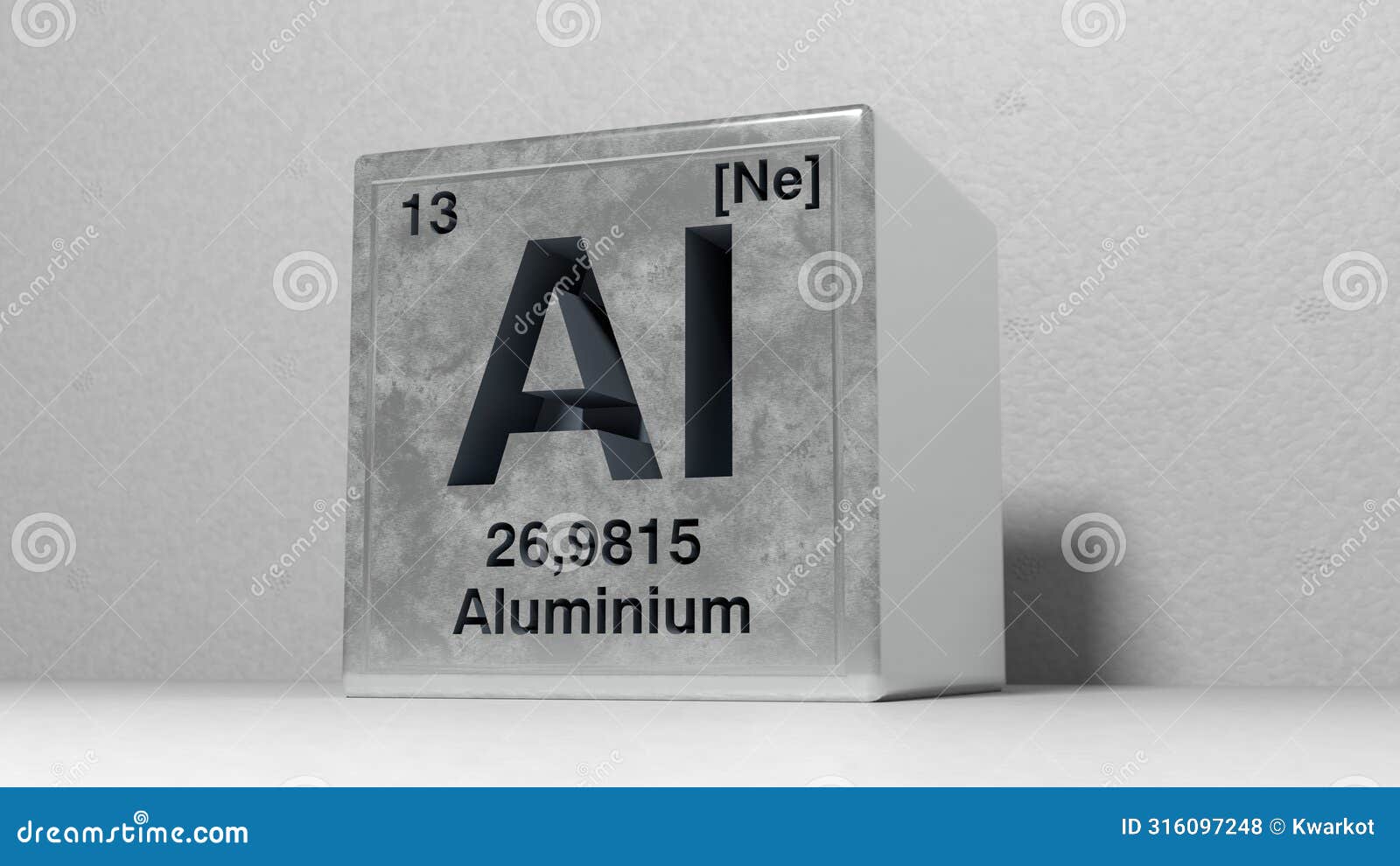 Periodic Table Element Aluminum Icon on Grey Background. 3d ...