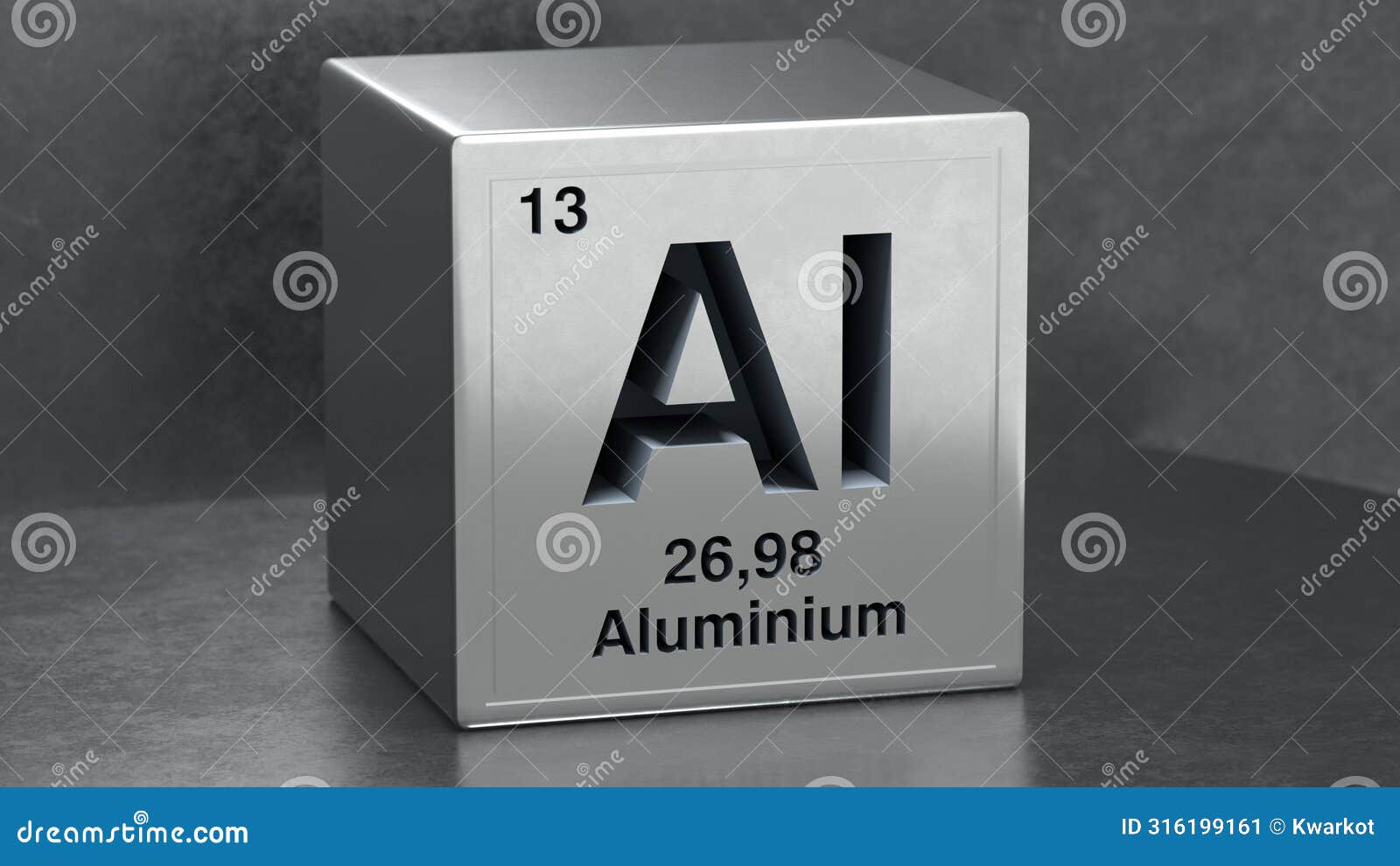 Periodic Table Element Aluminum Icon on Grey Background. 3d ...