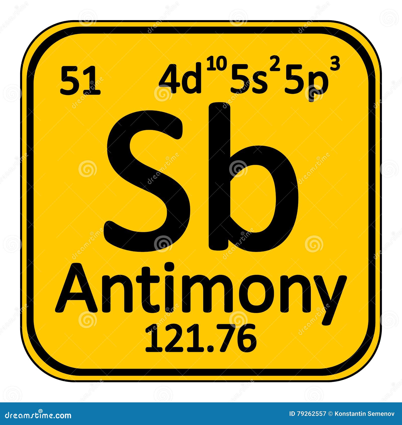 Sb Icon. Antimony Element. Atomic Number 51. Mass 121.76. Orange Square ...