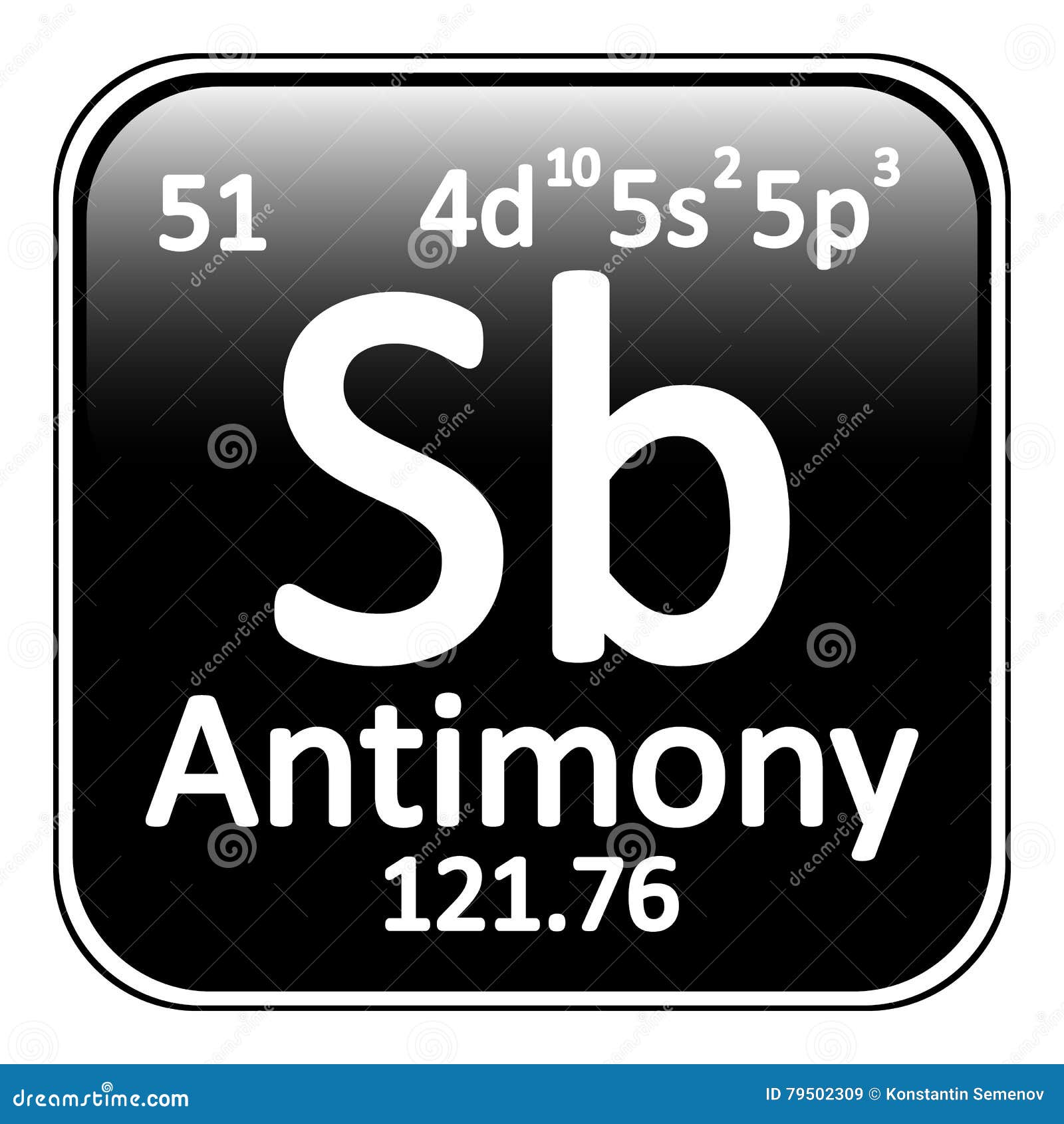 Antimony Icon. Sb Chemical Element. Atomic Number 51. Mass 121.76 ...