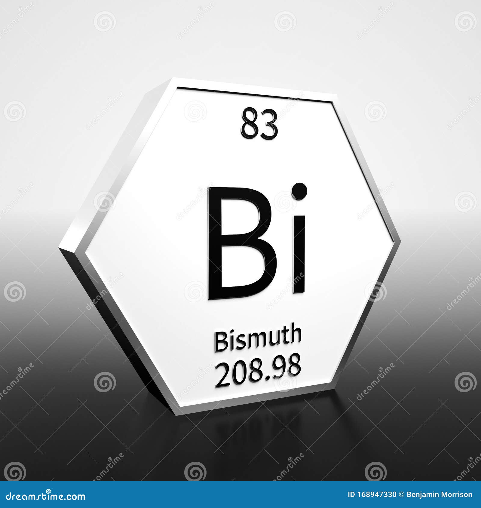 Periodic Table Element Bismuth Rendered Black on White on White and ...