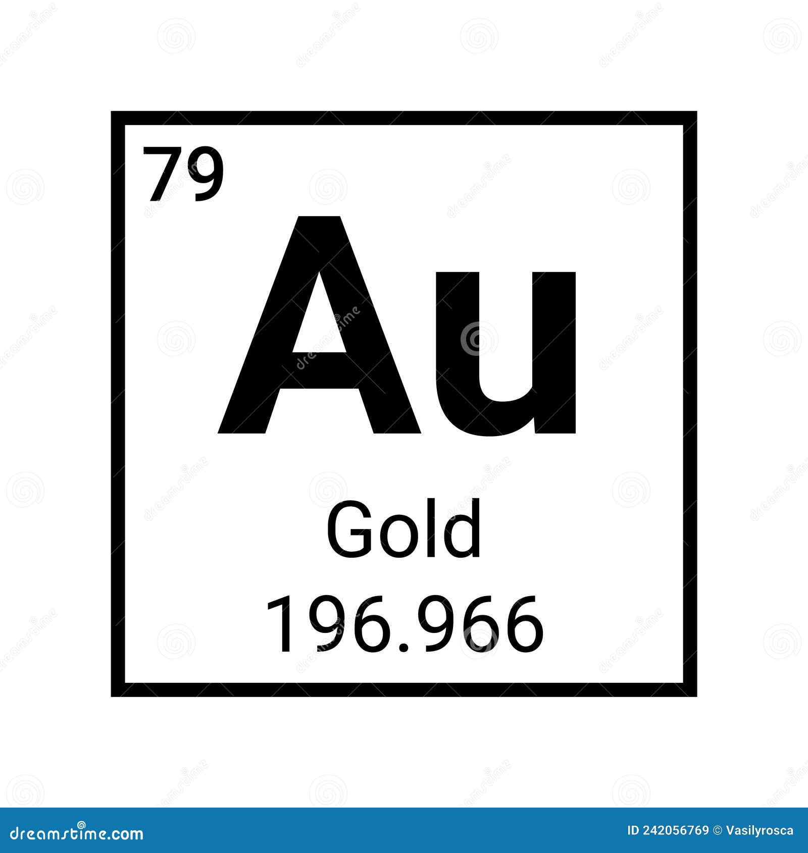 Gold Element Symbol Gold Element Au Chemistry Black And White Stock