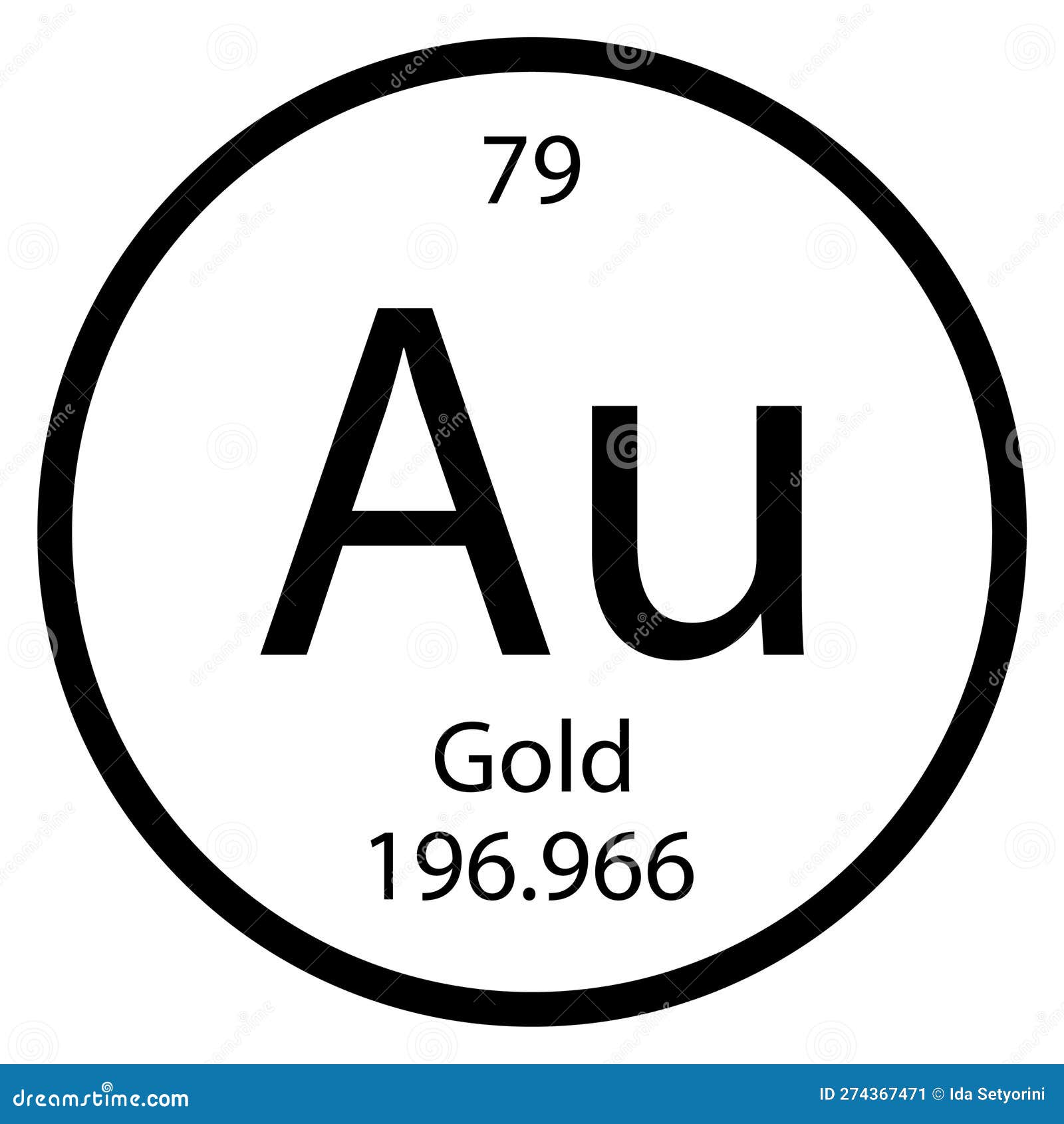 Aurum Icon. Gold Chemical Sign. Mendeleev Table Element. White And ...
